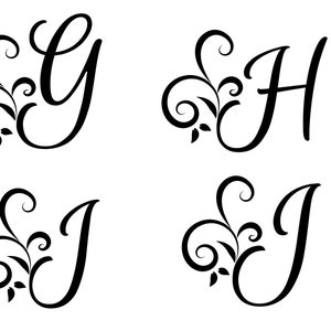 Alphabet Curly Monogram Font Svg Png Calligraphy Alphabet Wedding ...