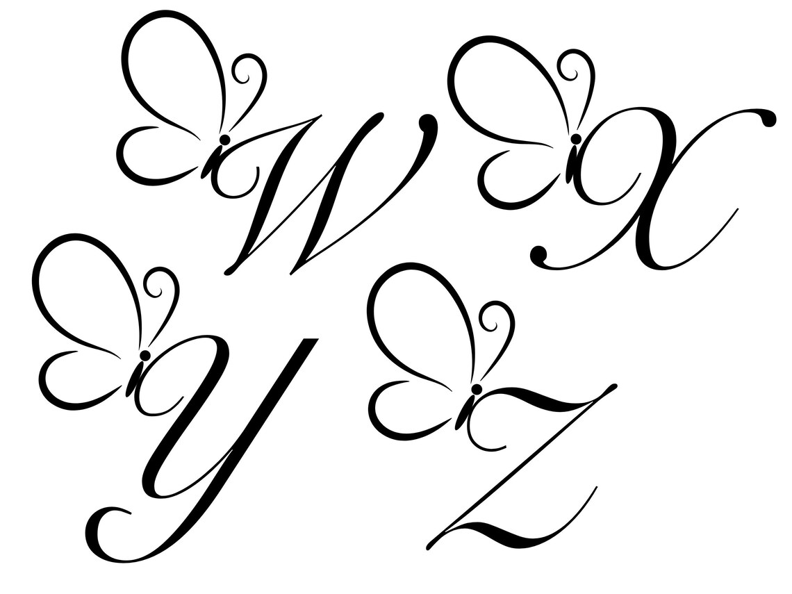 Alphabet Butterfly Cursive Svg Png Font Decorative Letters Wedding ...