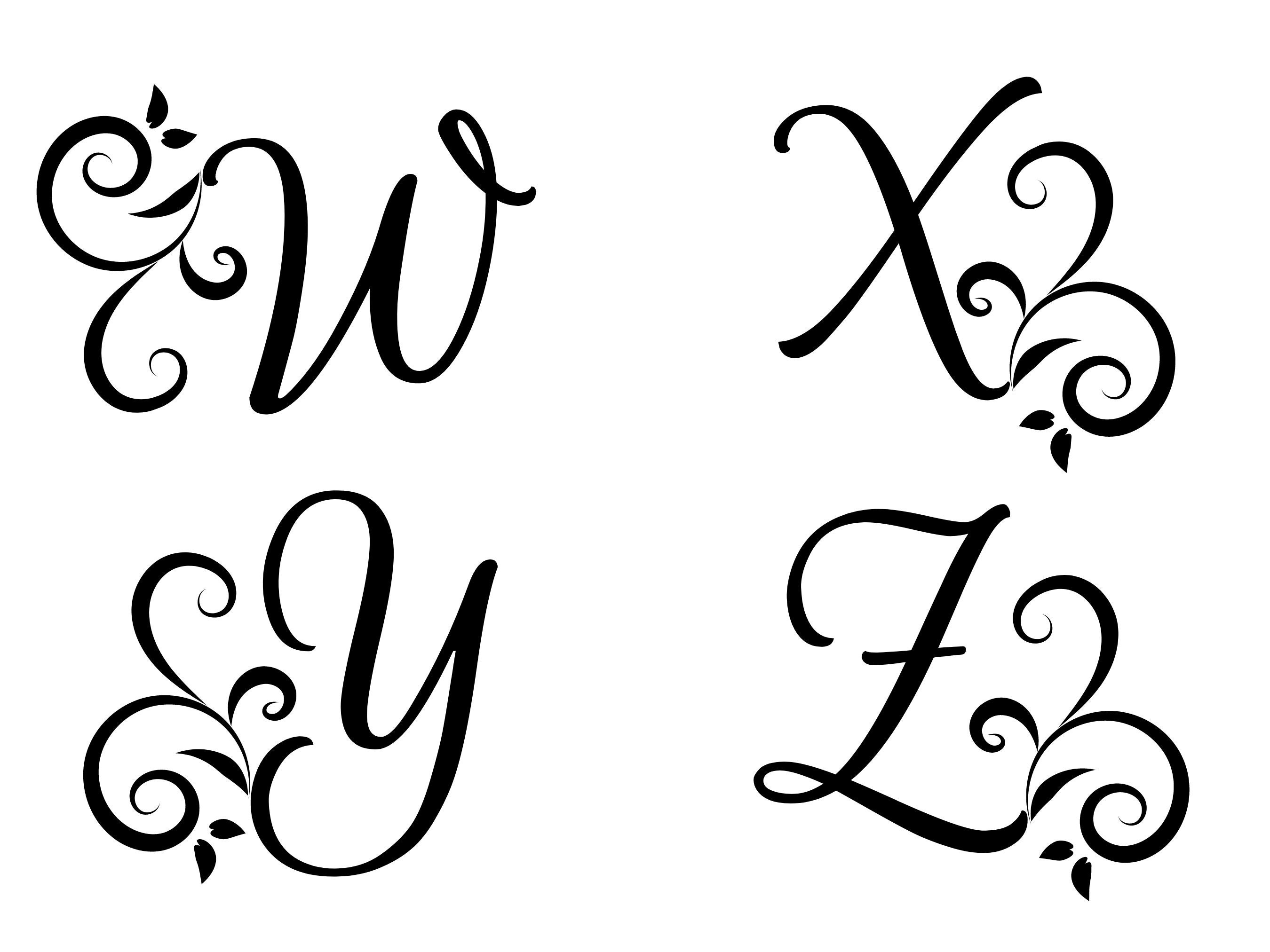 Alphabet Curly Monogram Font Svg Png Calligraphy Alphabet Wedding ...