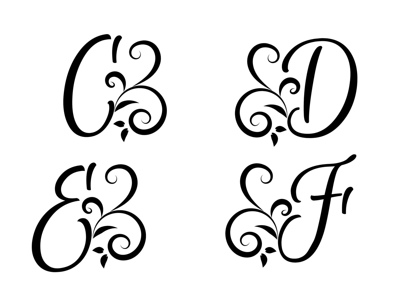 Alphabet Curly Monogram Font Svg Png Calligraphy Alphabet Wedding ...
