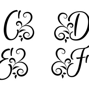 Alphabet Curly Monogram Font Svg Png Calligraphy Alphabet Wedding ...