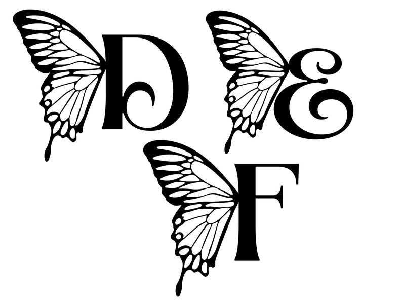 Butterfly Monogram Font Svg Png Butterfly Alphabet Embroidery Monogram ...