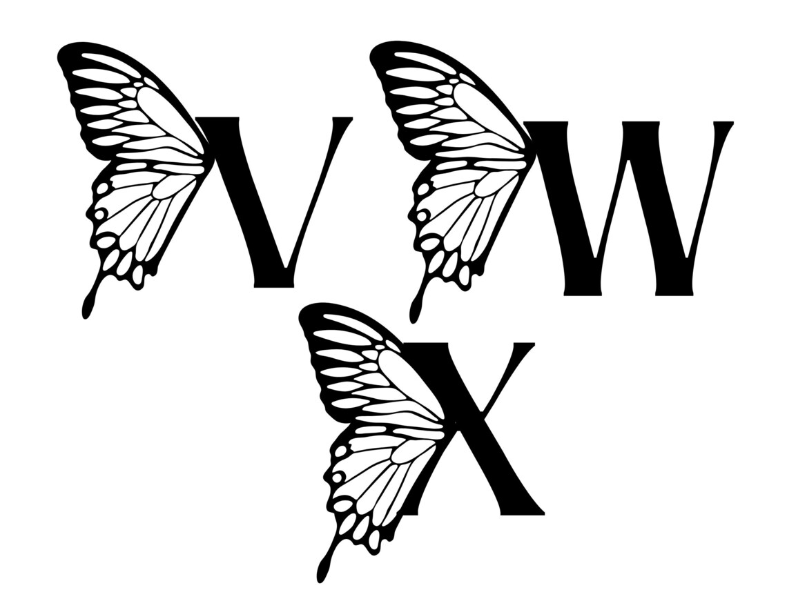 Butterfly Monogram Font Svg Png Butterfly Alphabet Embroidery Monogram ...