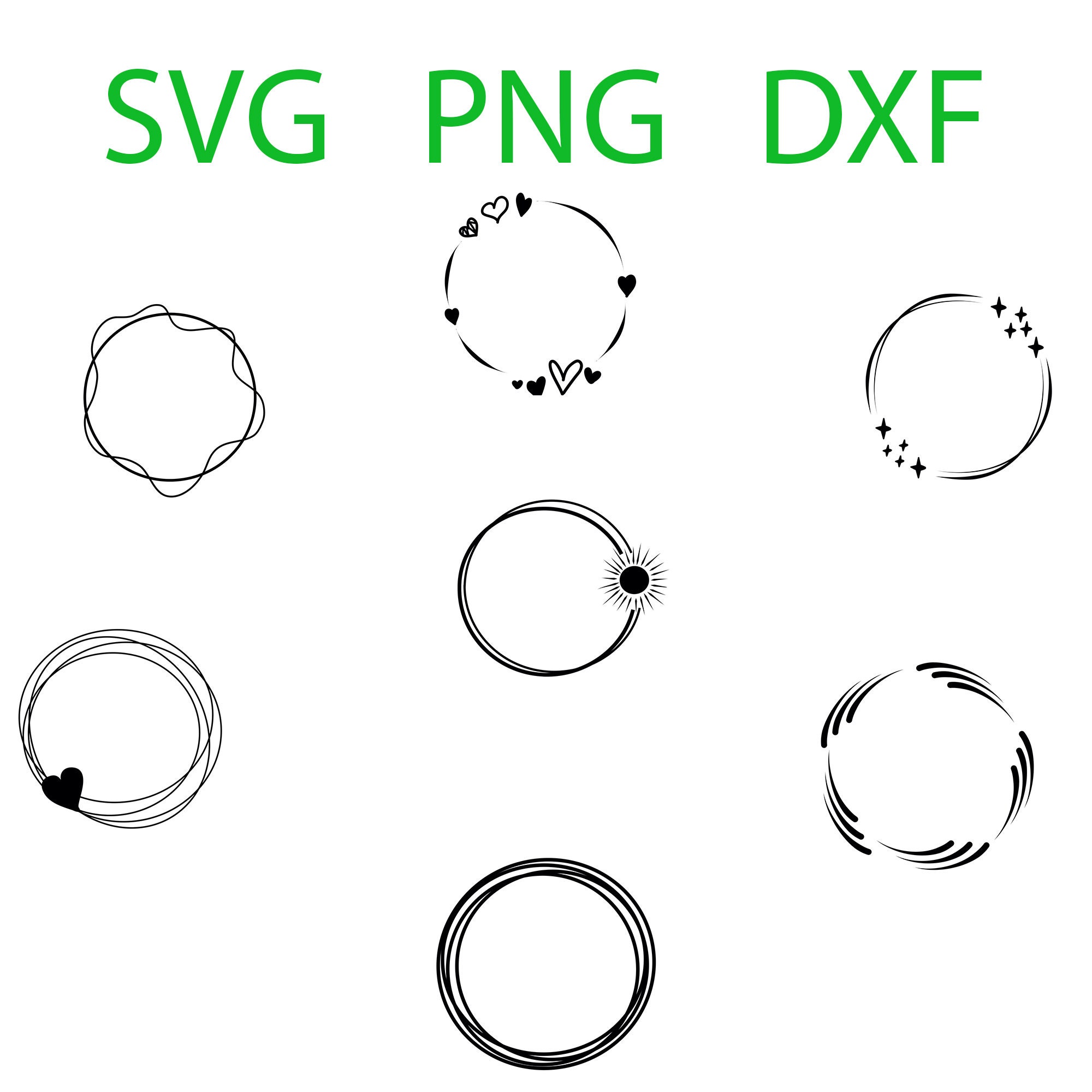 Circle Frame Svg Bundle Circle Frame Png Dxf Double Circle Svg Frames ...