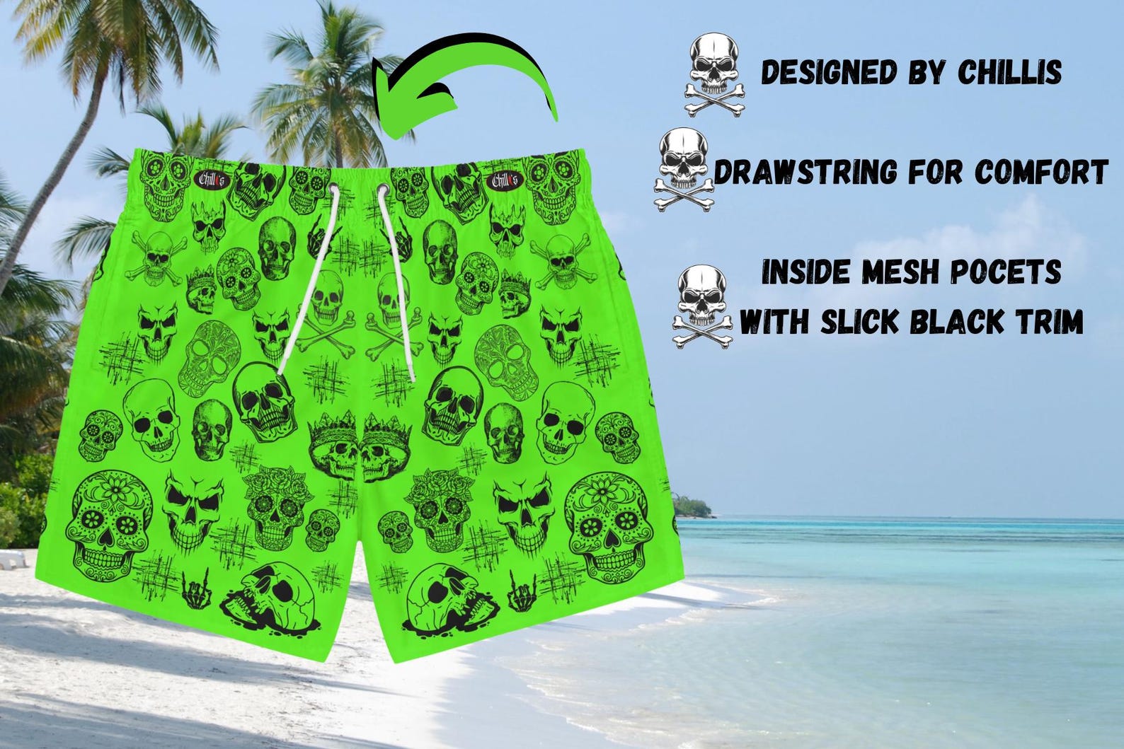 Mens Swim Trunks, Mens Swimwear, Bathing Suit, Beach, Swimsuit, Gothic ...