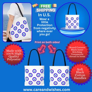 Greek Gift, Evil Eye Pattern, Blue and White, Tote Bag, Holiday Gift ...