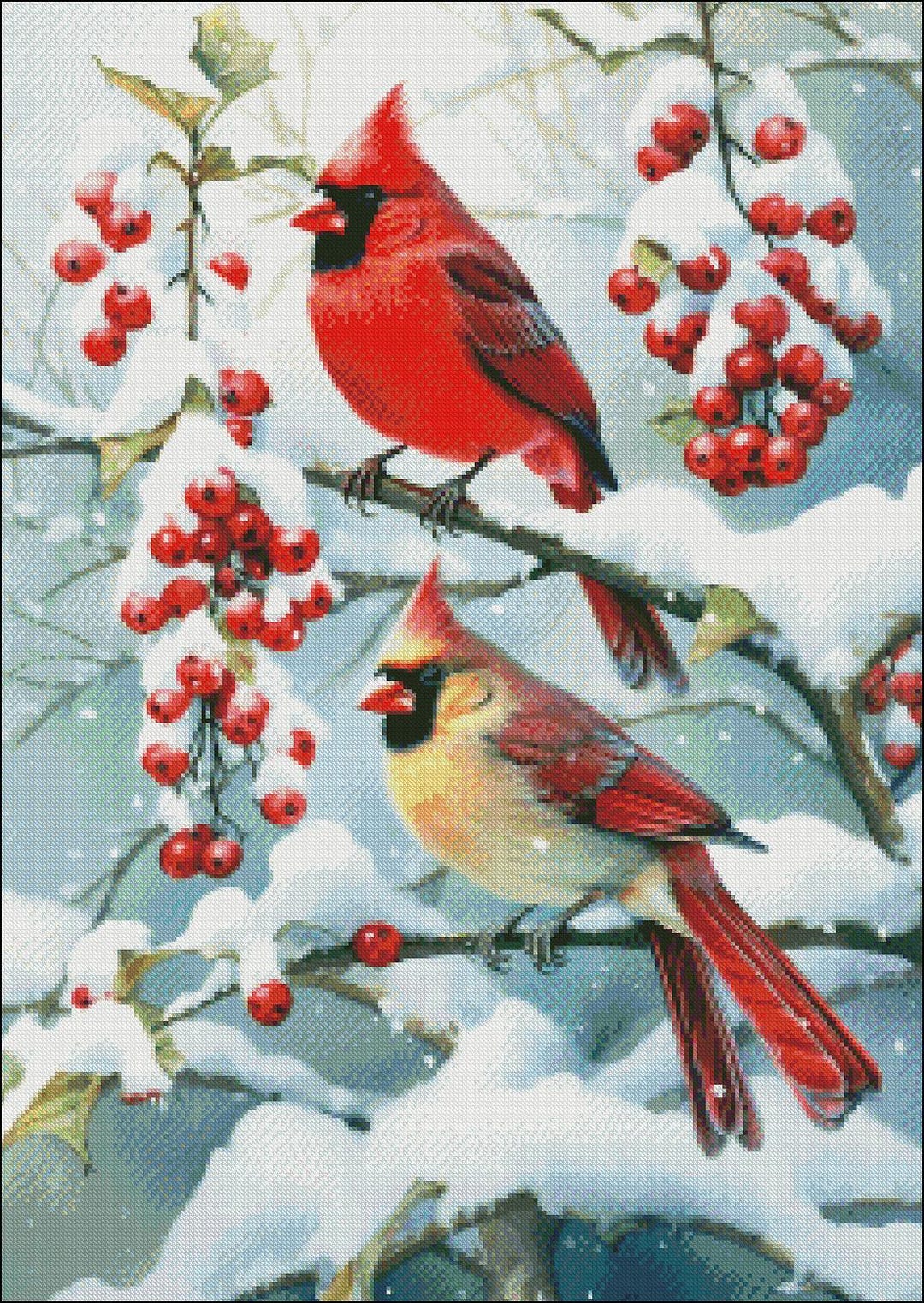 Winter Jewels Cardinals - Counted Cross Stitch Patterns - Printable ...