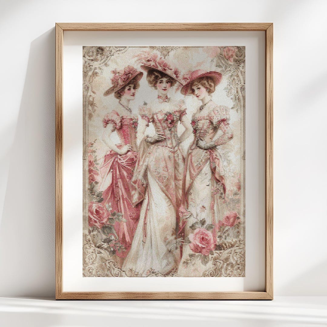 Vintage Ladies Cross Stitch Pattern: Elegant Women Embroidery (PDF ...