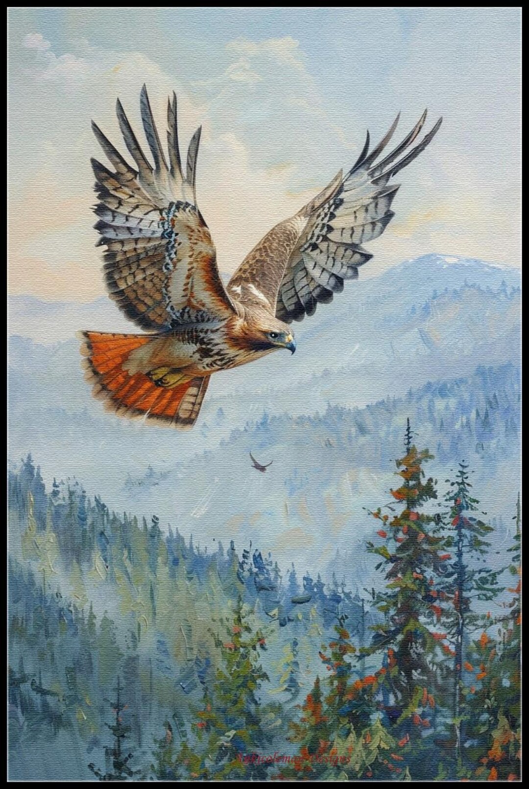 Hawk Over Mountains - Counted Cross Stitch Patterns - Printable Chart ...