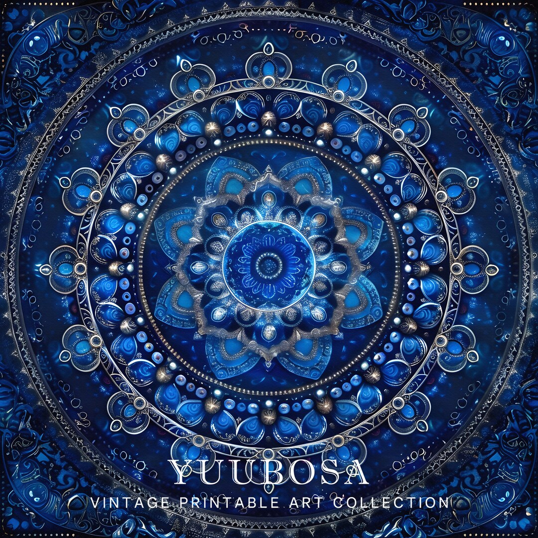 Mandala Pattern Blue Png Sublimation Digital Design Download Wreath ...
