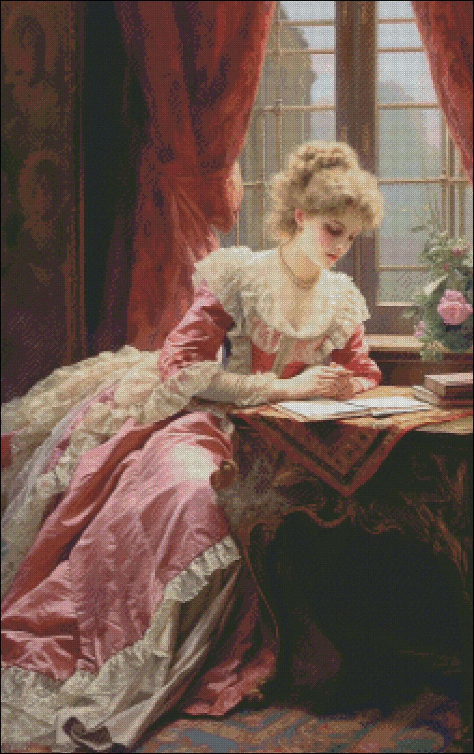 Victorian Lady Cross Stitch Pattern: 'pages of Serenity' (PDF) - Etsy