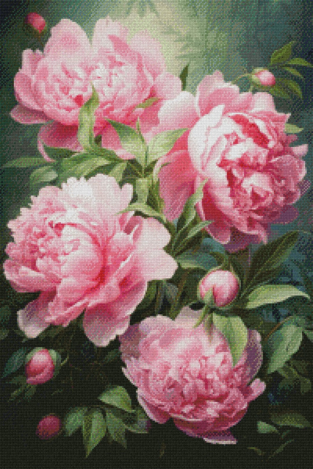 Beautiful Pink Peonies 2 - Counted Cross Stitch Patterns - Printable ...