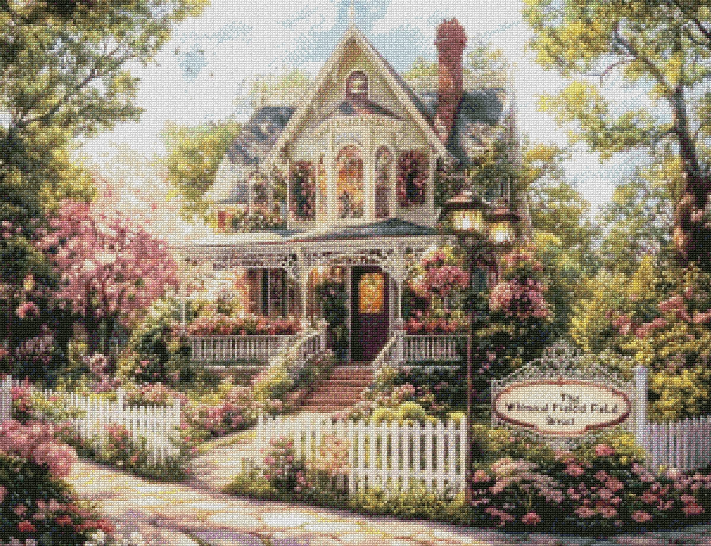 Cottage Garden Cross Stitch Pattern: Floral House Needlework (PDF) - Etsy