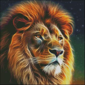 Fractal Lion 1 - Counted Cross Stitch Patterns - Printable Chart PDF ...