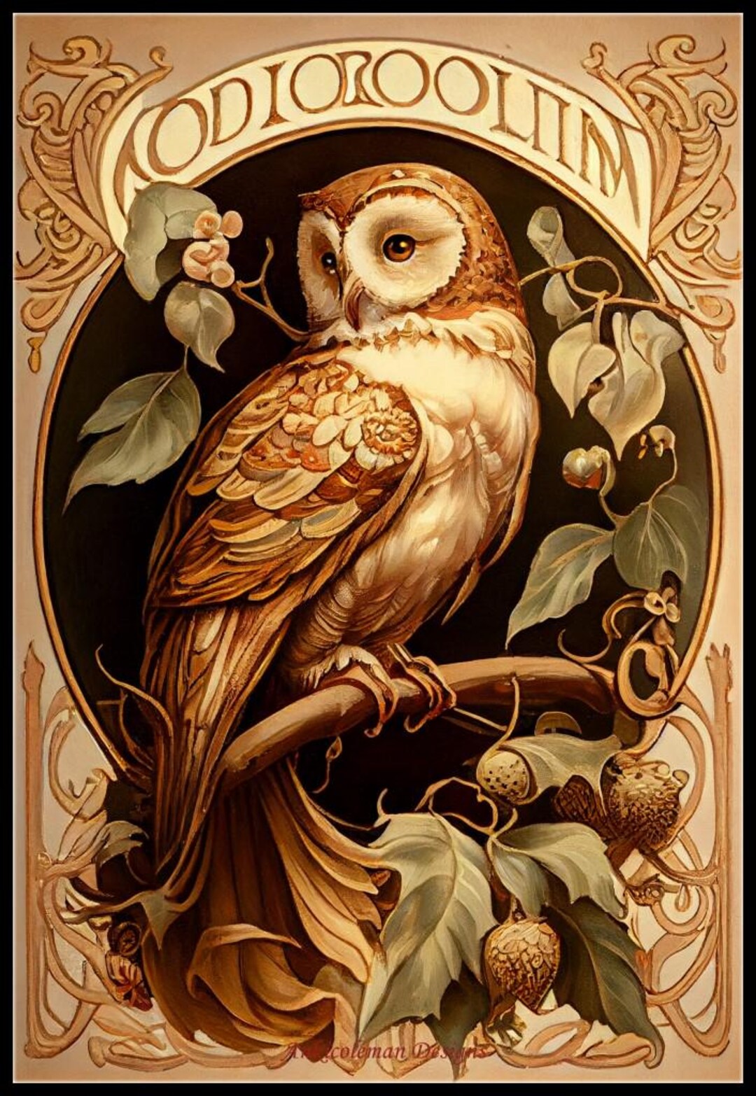Owl Mucha Style - Counted Cross Stitch Patterns - Printable Chart PDF ...