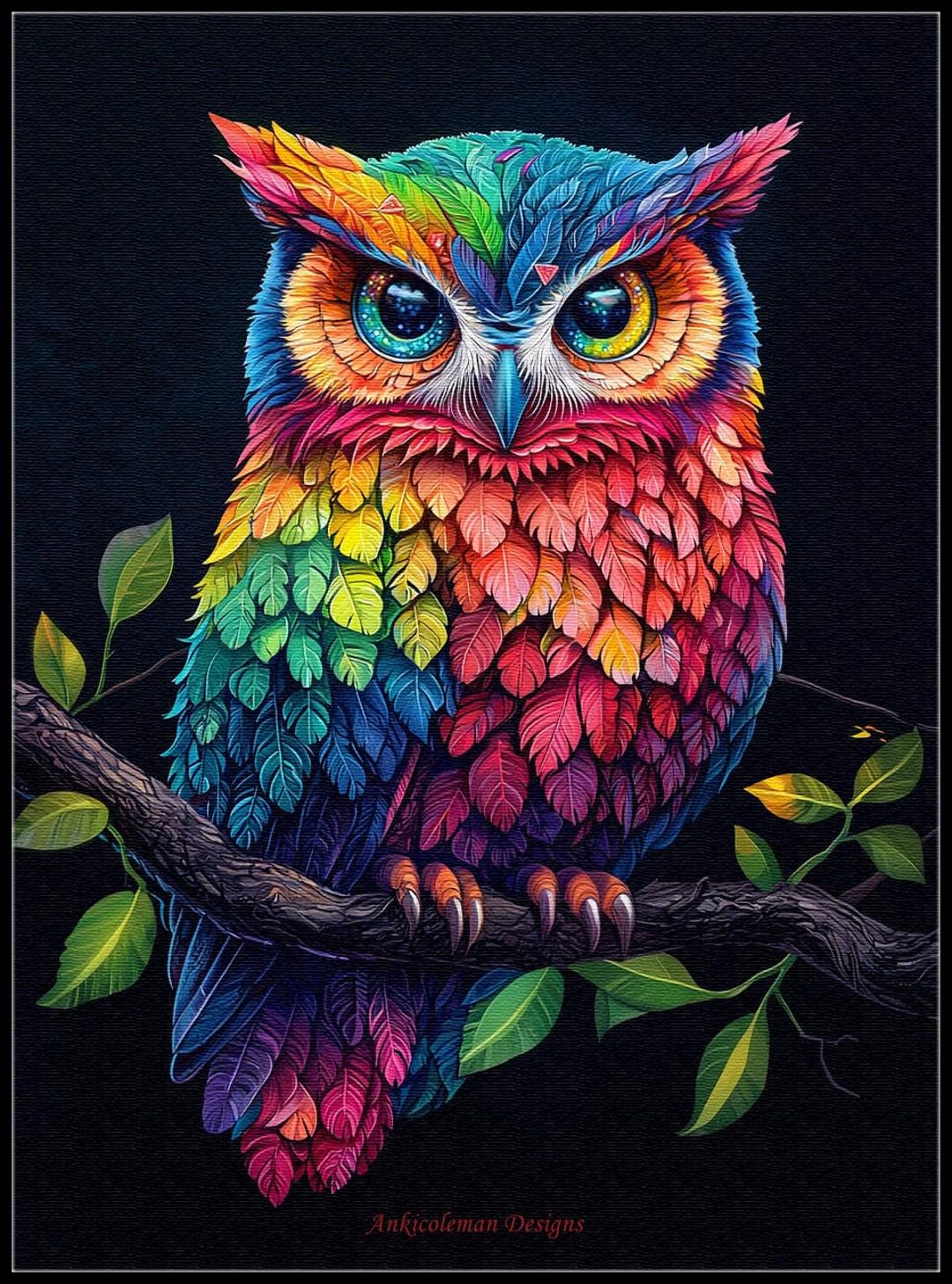 Colorful Owl 2 - Counted Cross Stitch Patterns - Printable Chart PDF ...