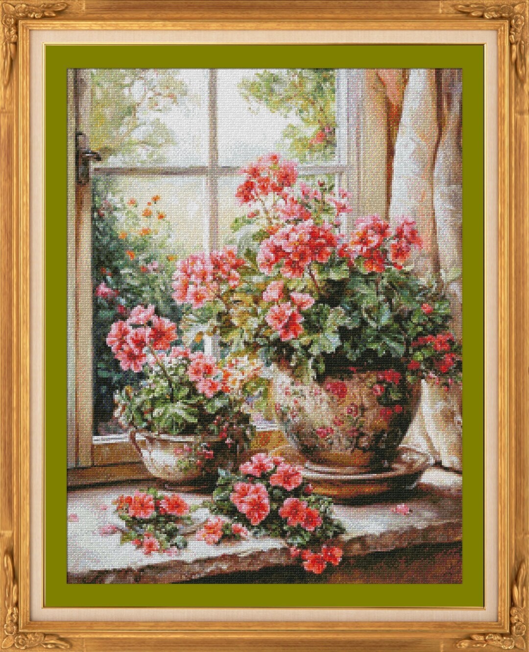 Summer Geraniums - Counted Cross Stitch Patterns - Printable Chart PDF ...