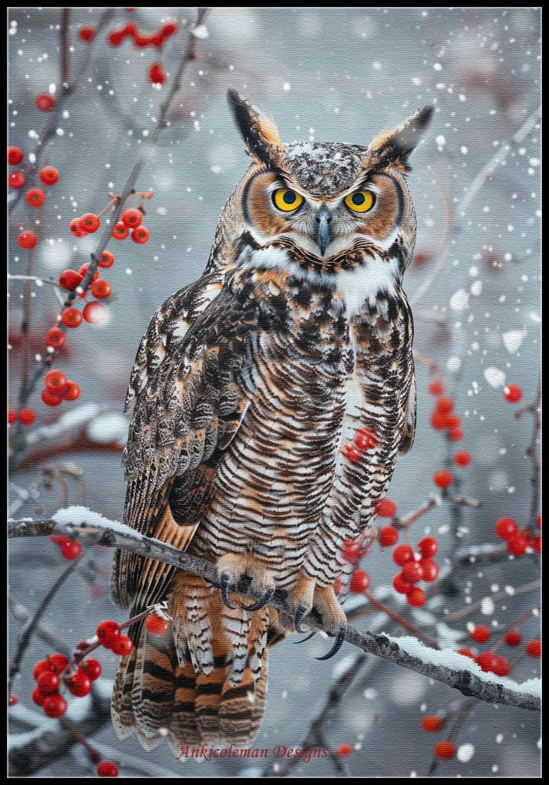 Great Horned Owl 4 - Counted Cross Stitch Patterns - Printable Chart ...