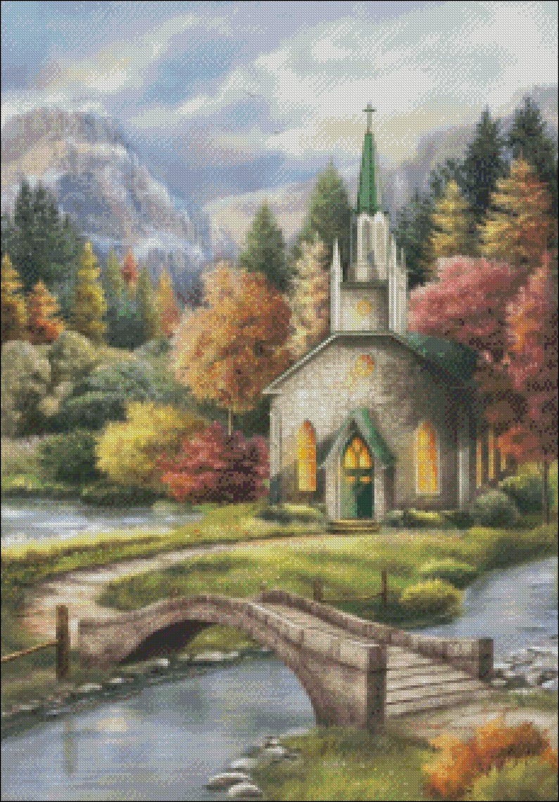 Autumn Chapel 3 - Counted Cross Stitch Patterns - Printable Chart PDF ...