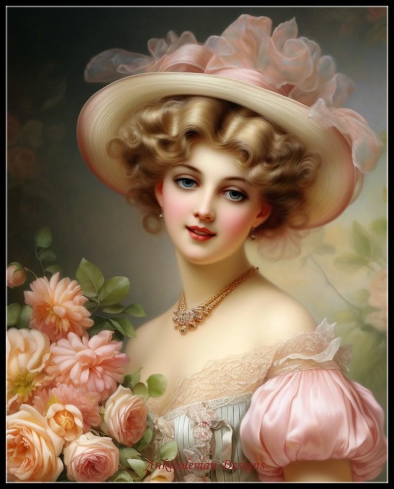 Floral Lady Cross Stitch Pattern: Elegant Flowers Embroidery (PDF) - Etsy