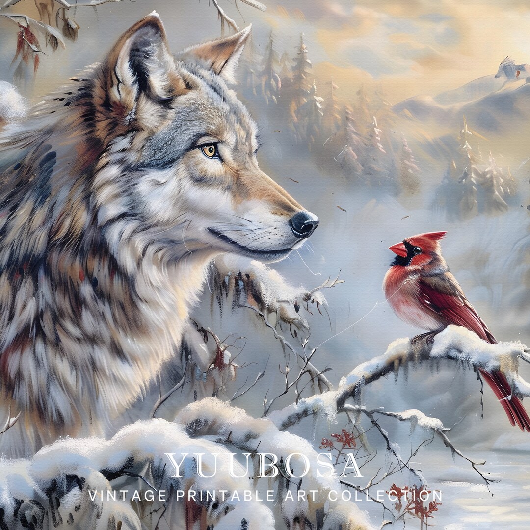 Wolf and Cardinal Png Sublimation Digital Design Download Wreath Sign ...