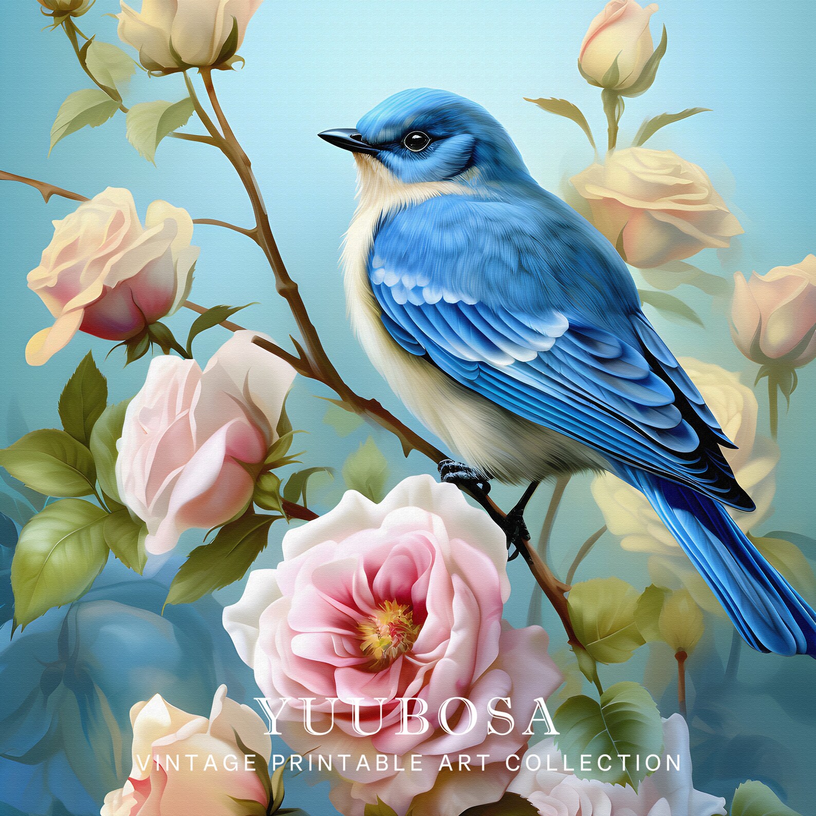 Bluebird and Roses Png Sublimation Digital Design Download Wreath Sign ...