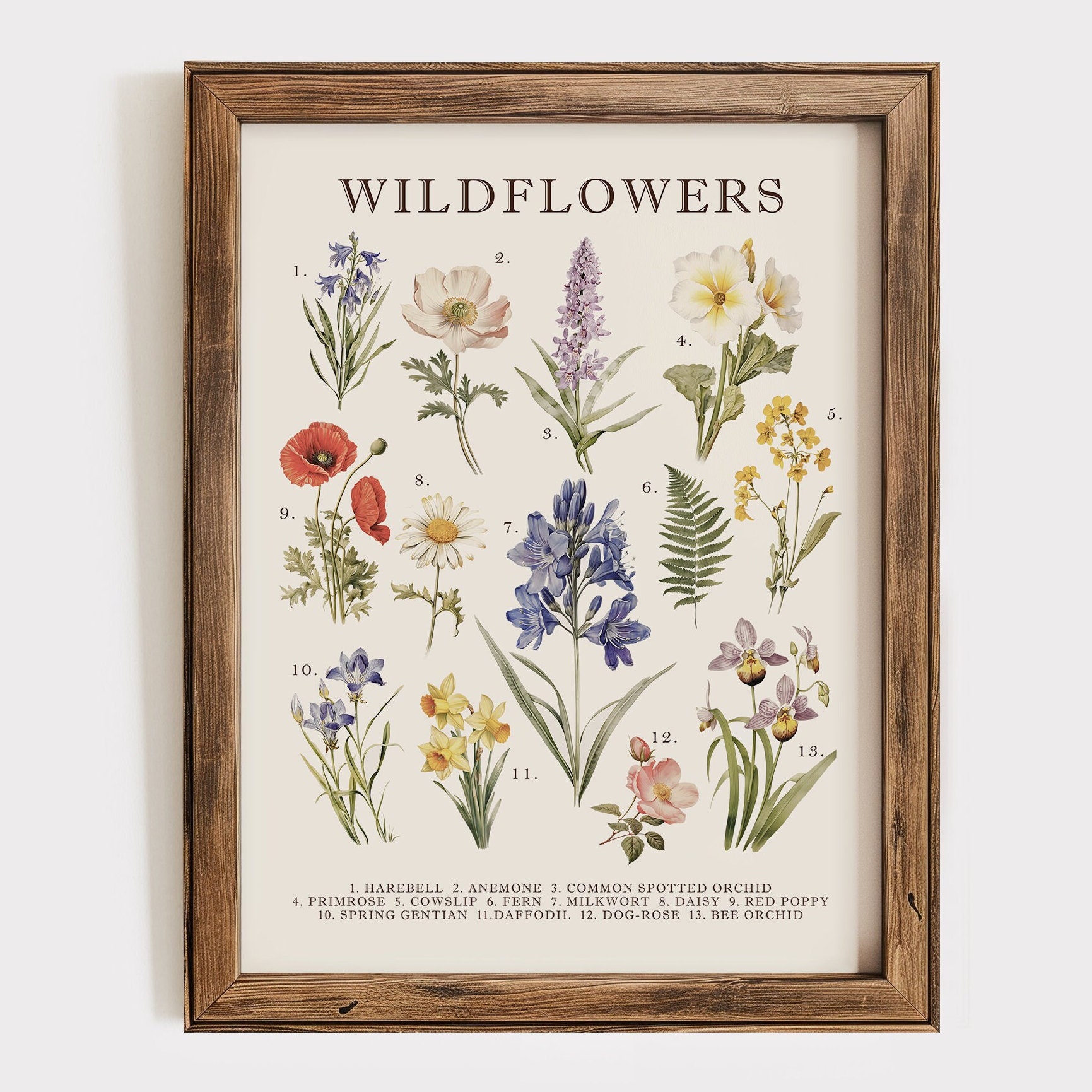 Rustic Printable Vintage Wildflower Herbs Print Poster Set of 14 Spring ...