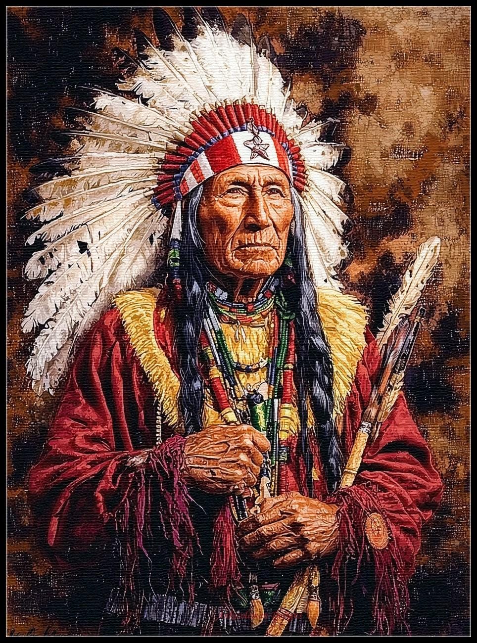 Chief of the Rosebud 2 - American Native Cross Stitch Patterns ...
