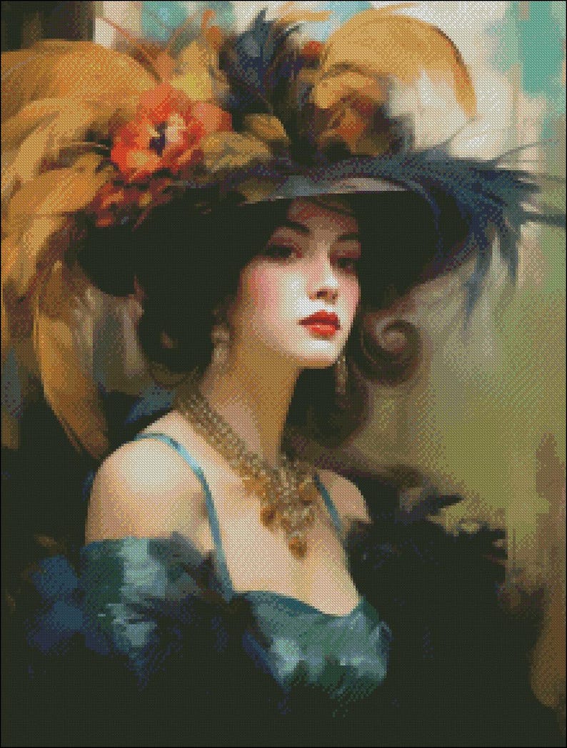 Elegant Lady Cross Stitch Pattern: Printable Needlework (PDF) - Etsy