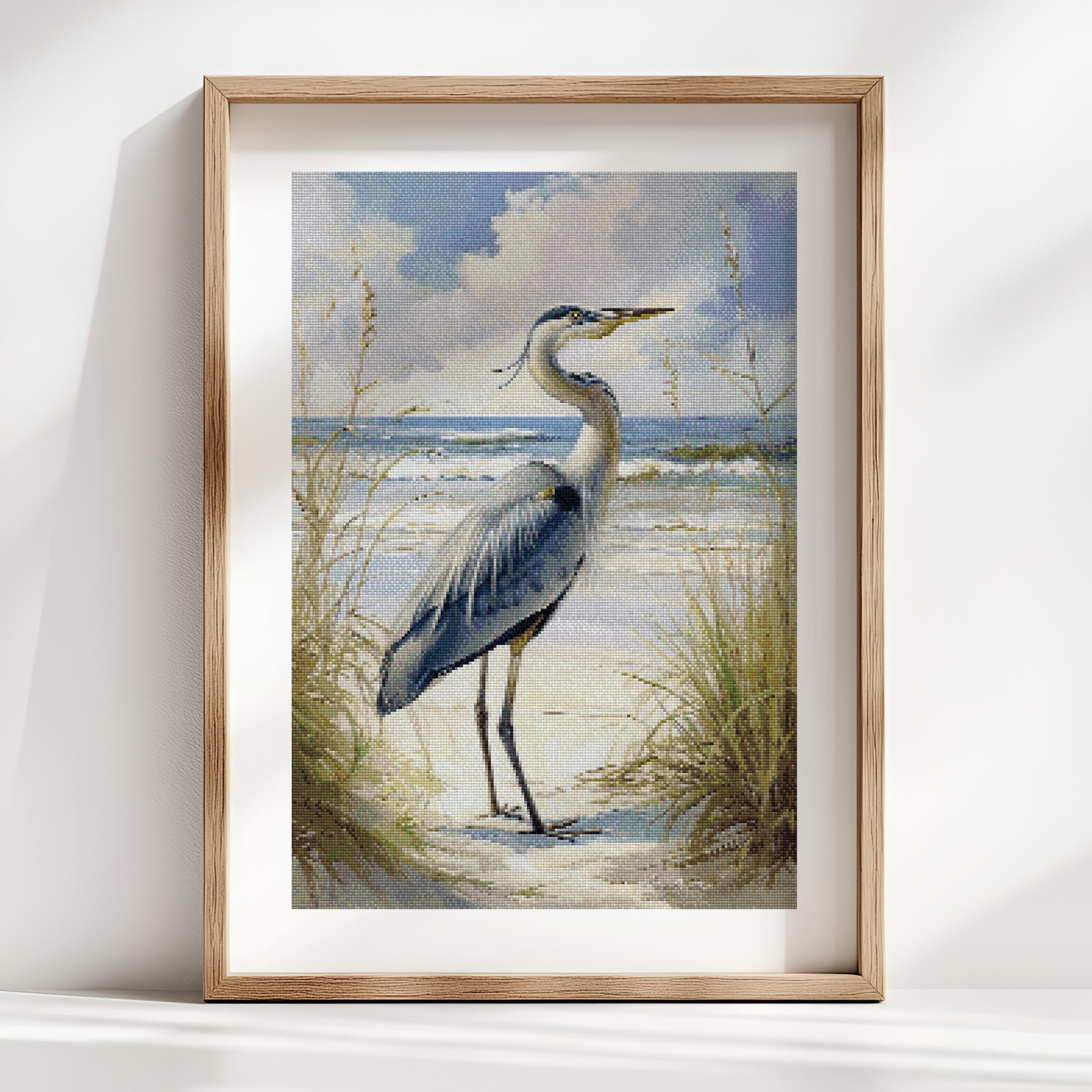 Blue Heron Cross Stitch Pattern: Coastal Bird Embroidery (PDF) - Etsy