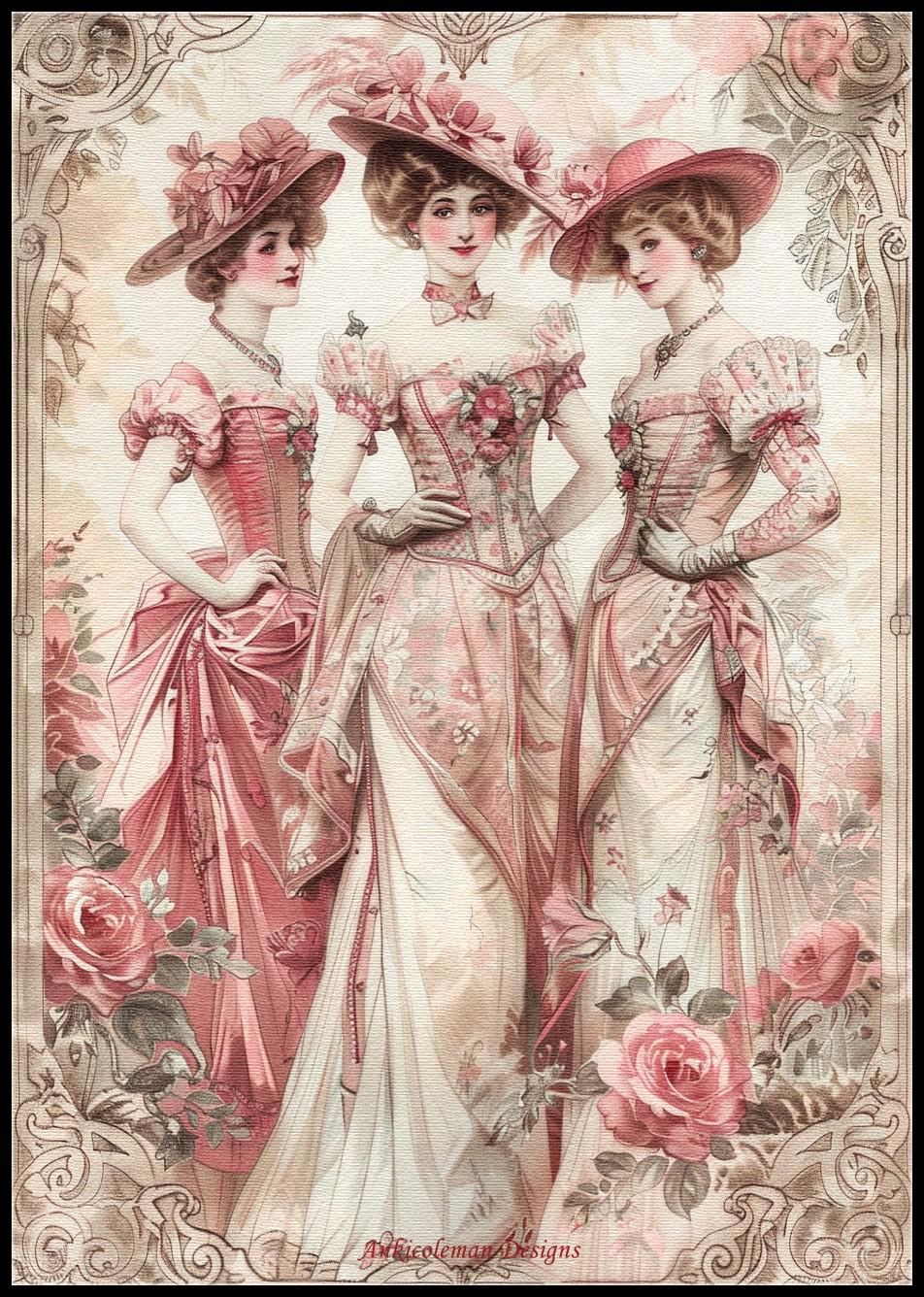Vintage Ladies Cross Stitch Pattern: Elegant Women Embroidery (PDF ...