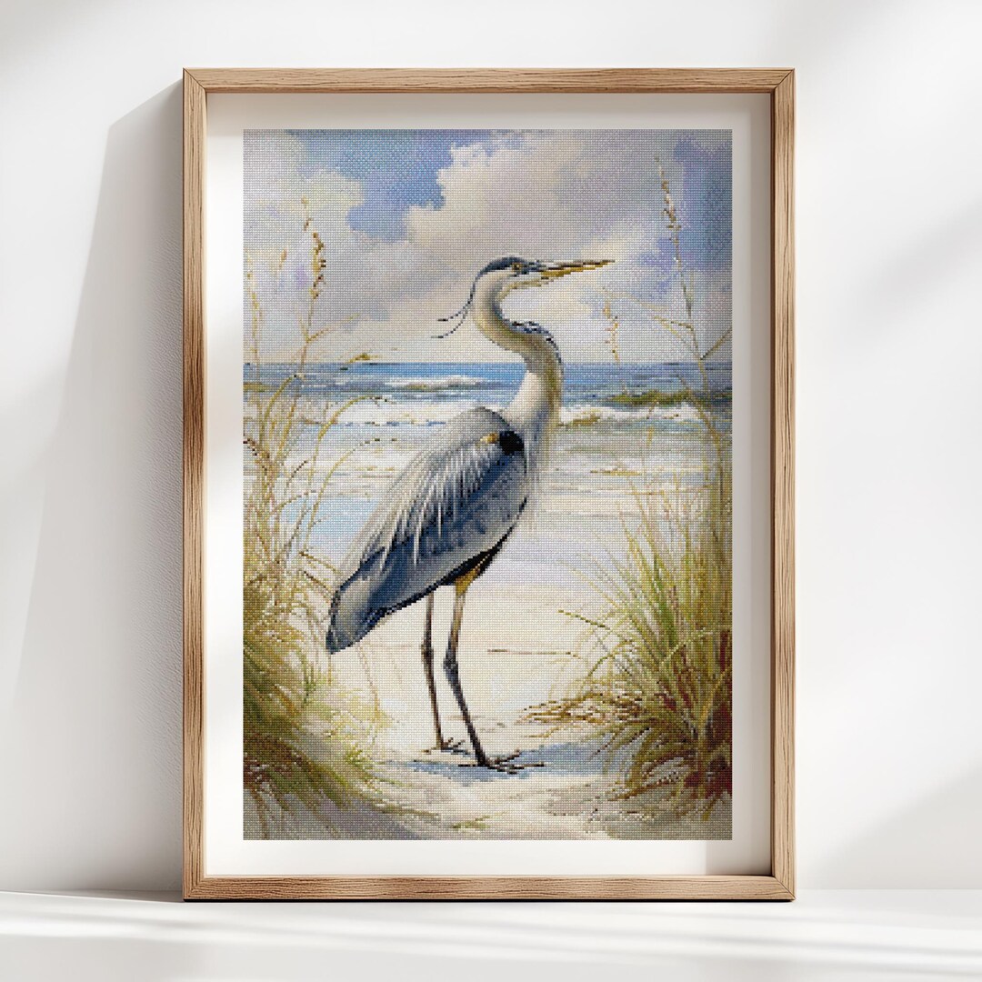 Blue Heron Cross Stitch Pattern: Coastal Bird Embroidery (PDF) - Etsy