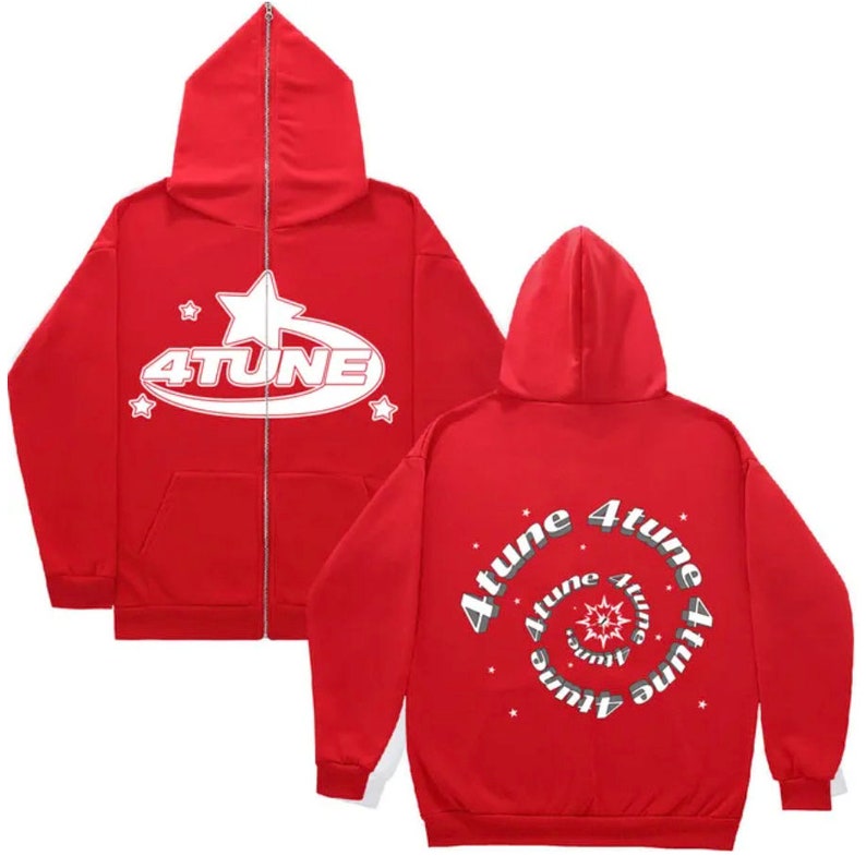 4tune Hoodie Y2k Zip up 4tune Hoodie Harajuku Oversized - Etsy