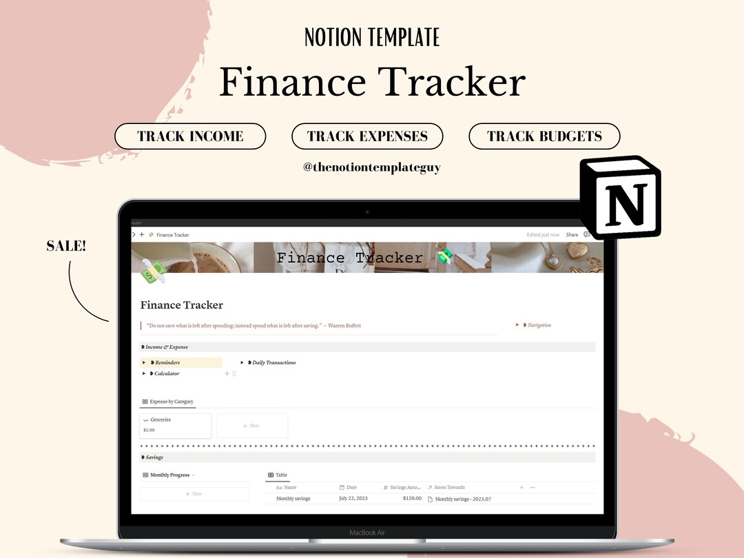 Notion Template Personal Finance Tracker Income and Expense | Tracker ...