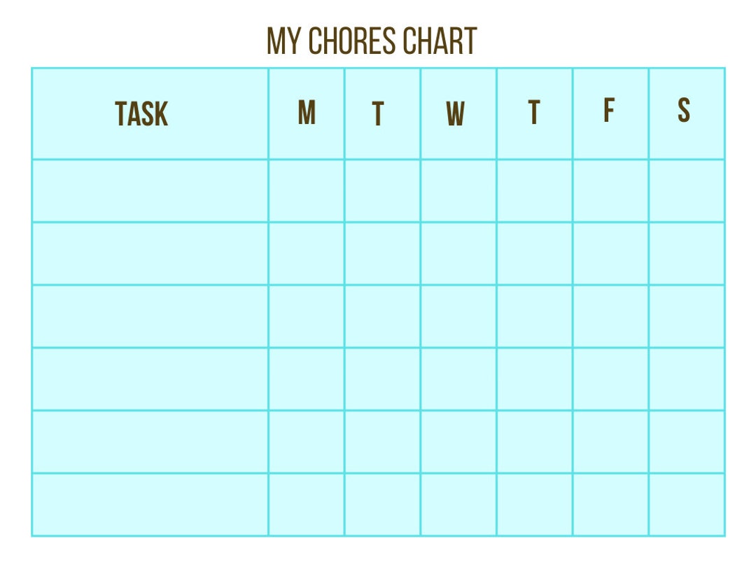 Customizable Digital Download Weekly Chore Chart - Etsy