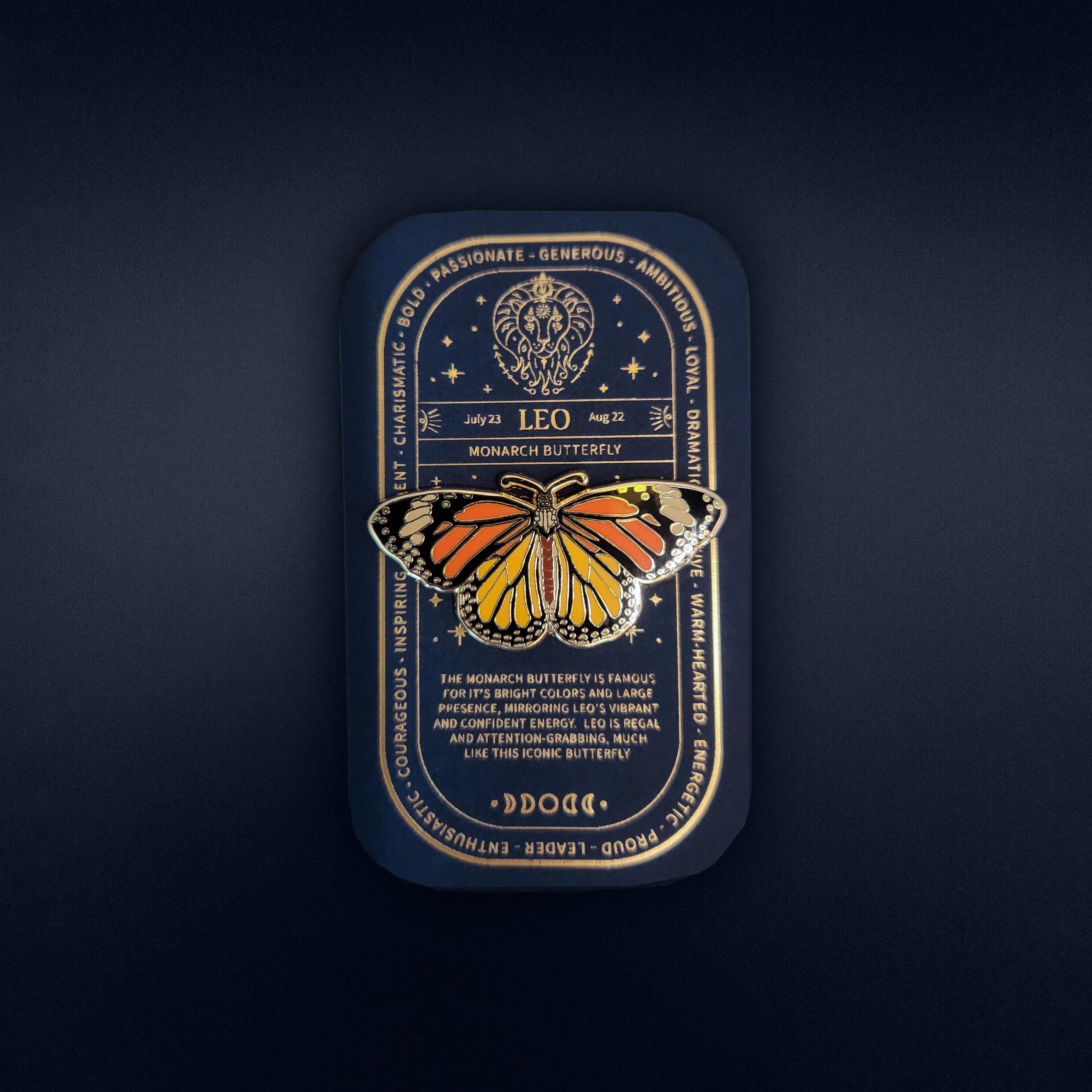 Leo - Zodiac Butterfly and Moth Collection - Monarch Butterfly - Enamel ...