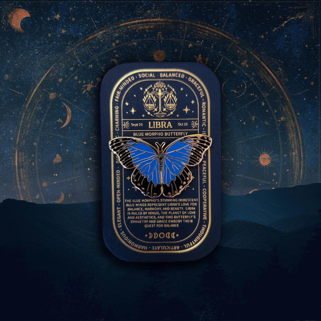 Libra - Zodiac Butterfly and Moth Collection - Blue Morpho Butterfly ...