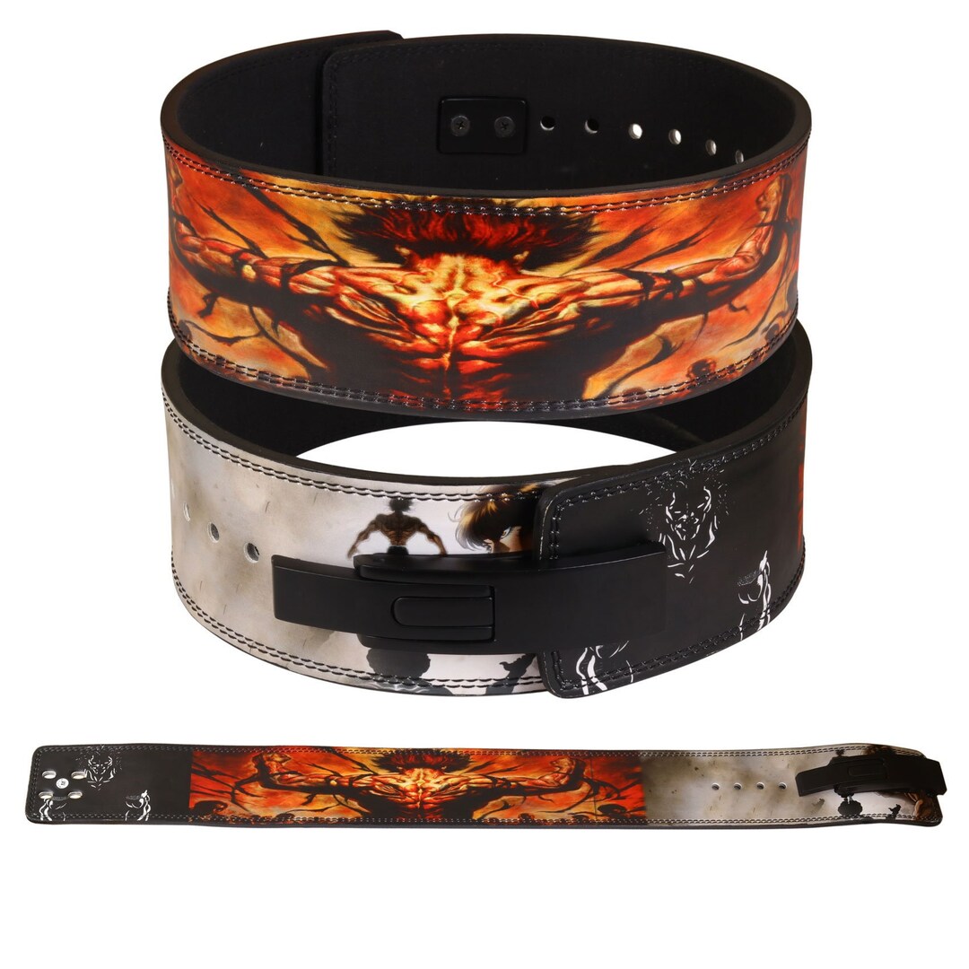 Baki Anime Power Weightlifting Nubuck Leather Lever Belt 4" Wide Heavy ...