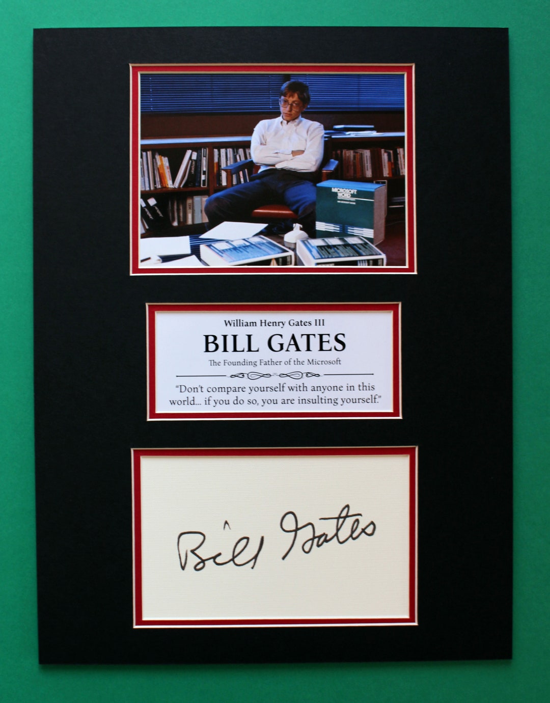 BILL GATES AUTOGRAPH Artistic Display Founding Father of Microsoft - Etsy