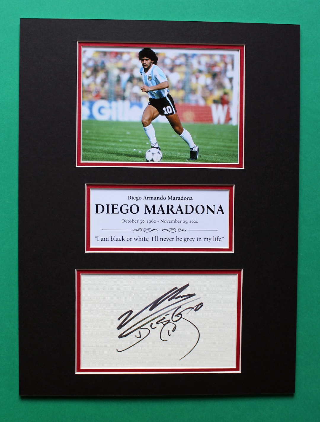 DIEGO MARADONA AUTOGRAPH Artistic Double Mat Display the Golden Boy - Etsy
