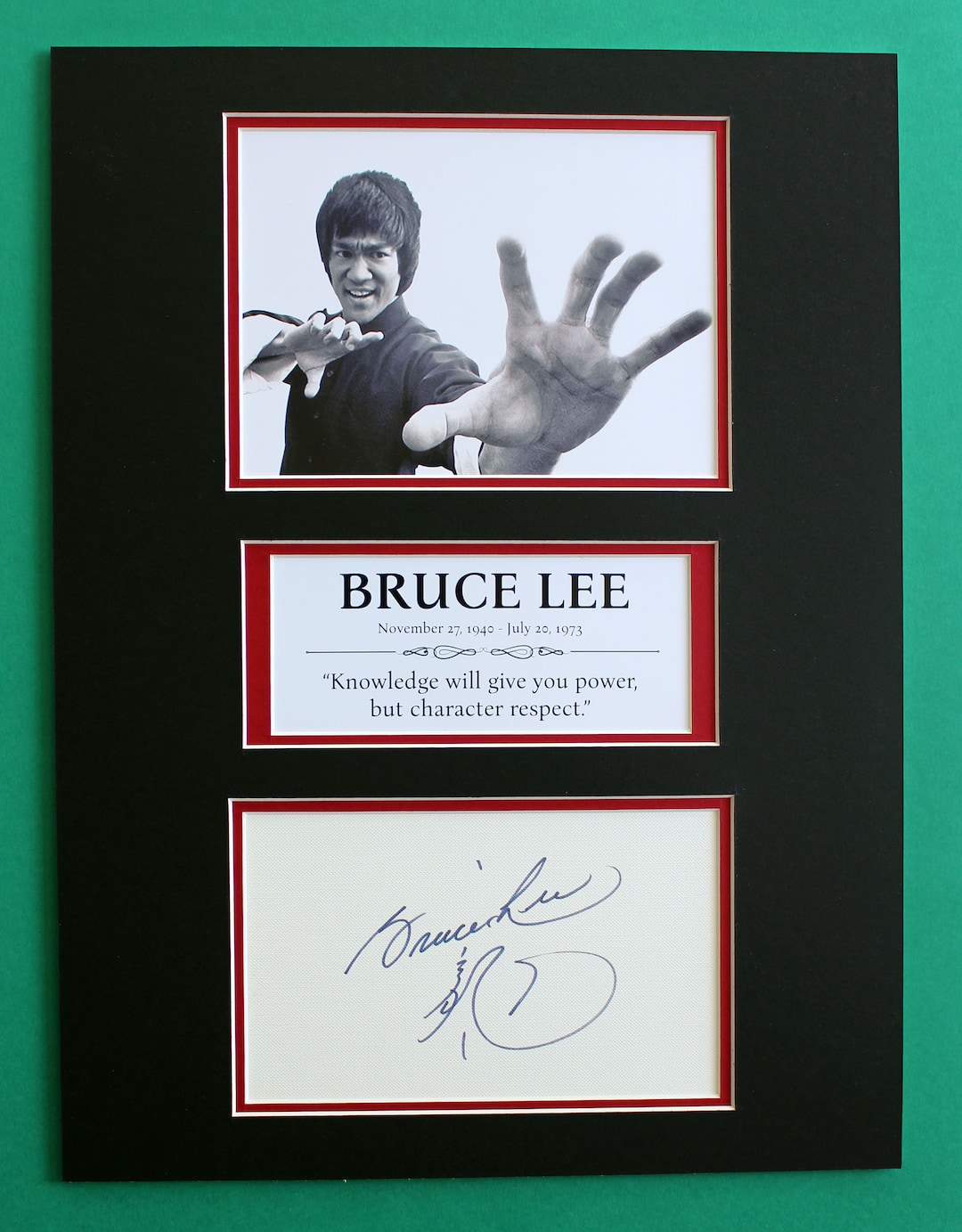 BRUCE LEE AUTOGRAPH Artistic Double Mat Display Martial Arts Ver. 2 - Etsy