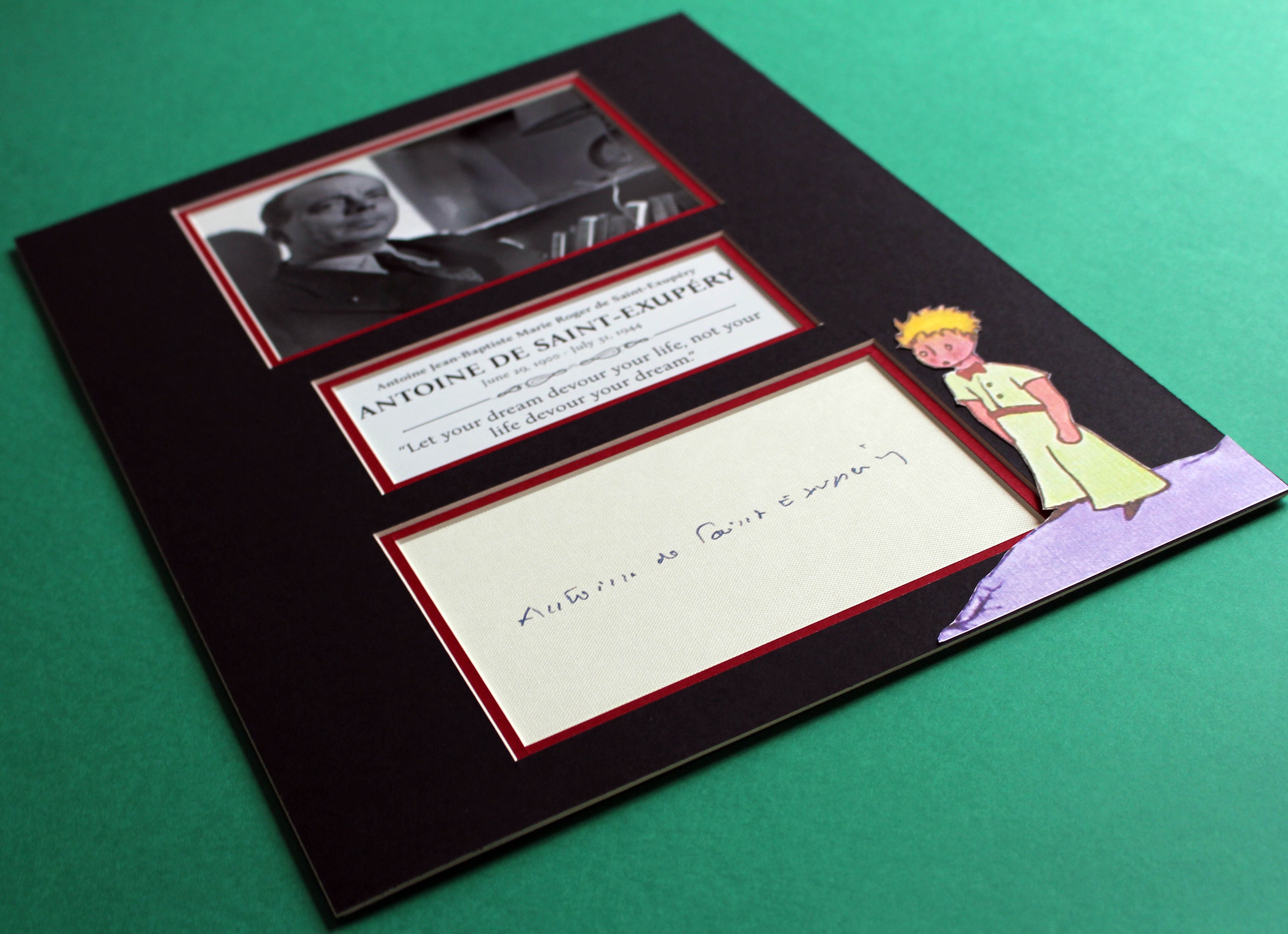 Antoine De SAINT-EXUPERY AUTOGRAPH Artistic Double Mat Display the ...