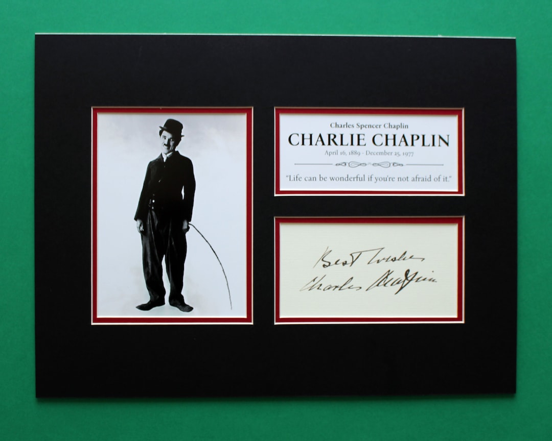 CHARLIE CHAPLIN AUTOGRAPH Artistic Double Mat Display Ver. 2 the Tramp ...