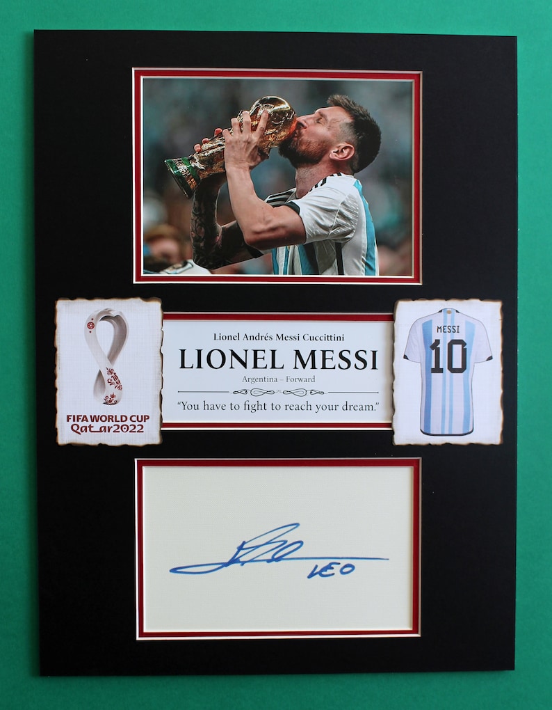 LIONEL MESSI AUTOGRAPH Artistic Double Mat Display Football Genius - Etsy