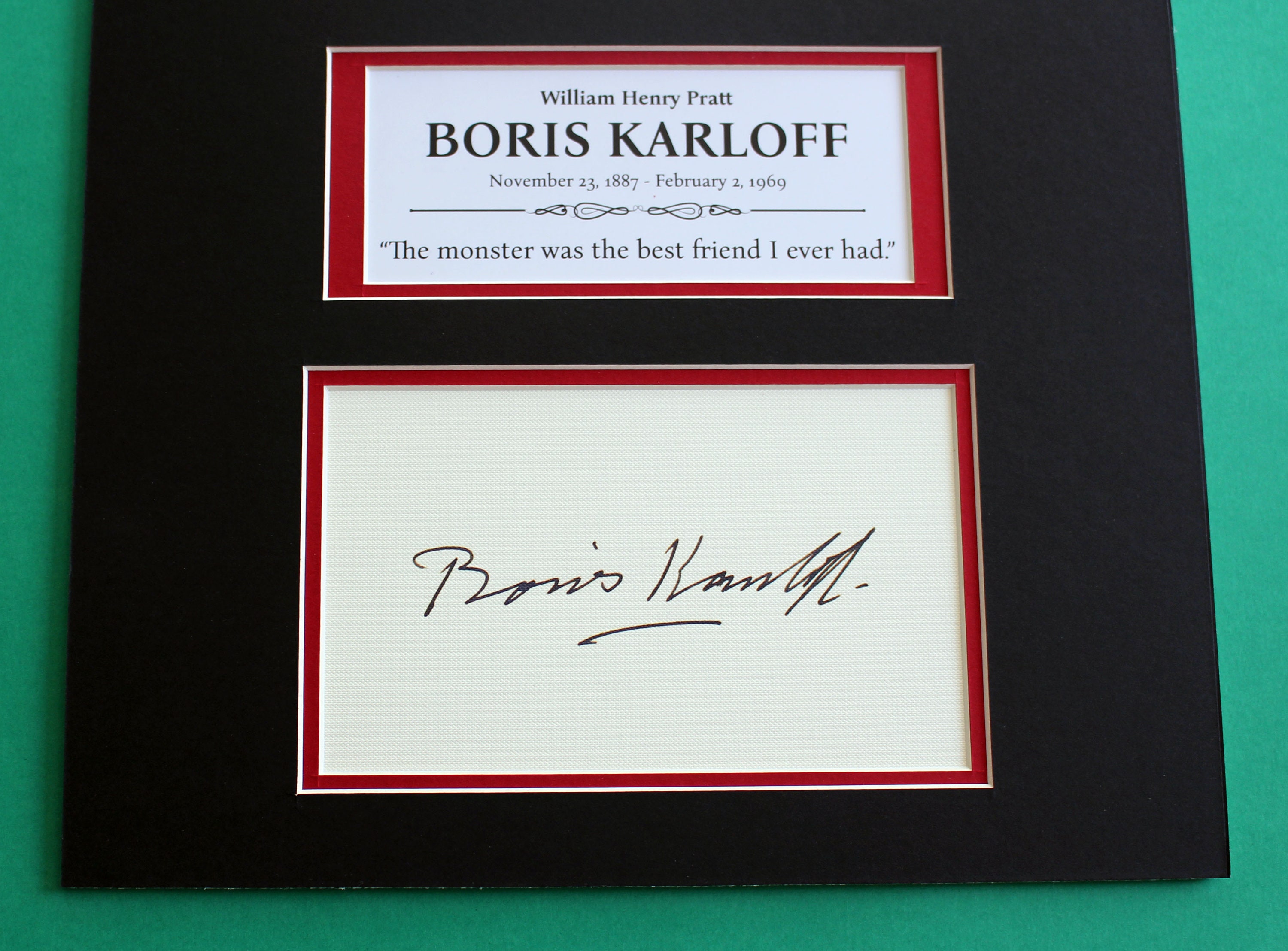 BORIS KARLOFF AUTOGRAPH Artistic Display the Frankenstein - Etsy