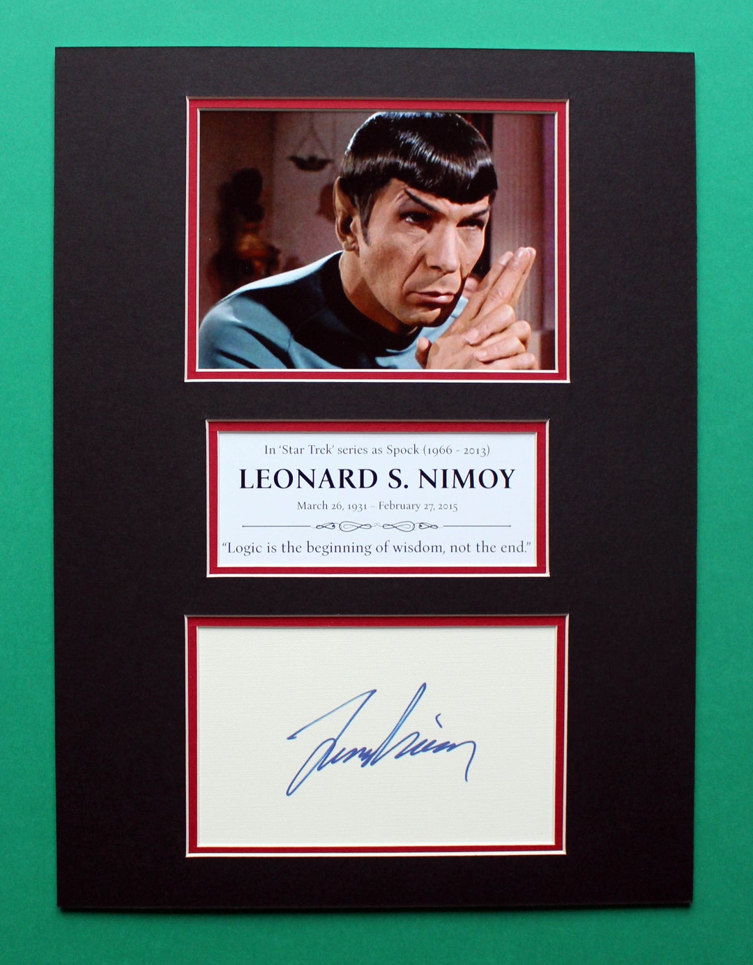 LEONARD NIMOY AUTOGRAPH Artistic Double Mat Display Spock Star Trek - Etsy