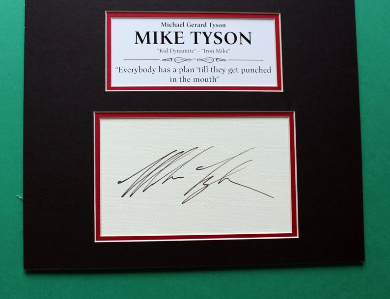 MIKE TYSON AUTOGRAPH Artistic Double Mat Display Iron Mike / Kid ...