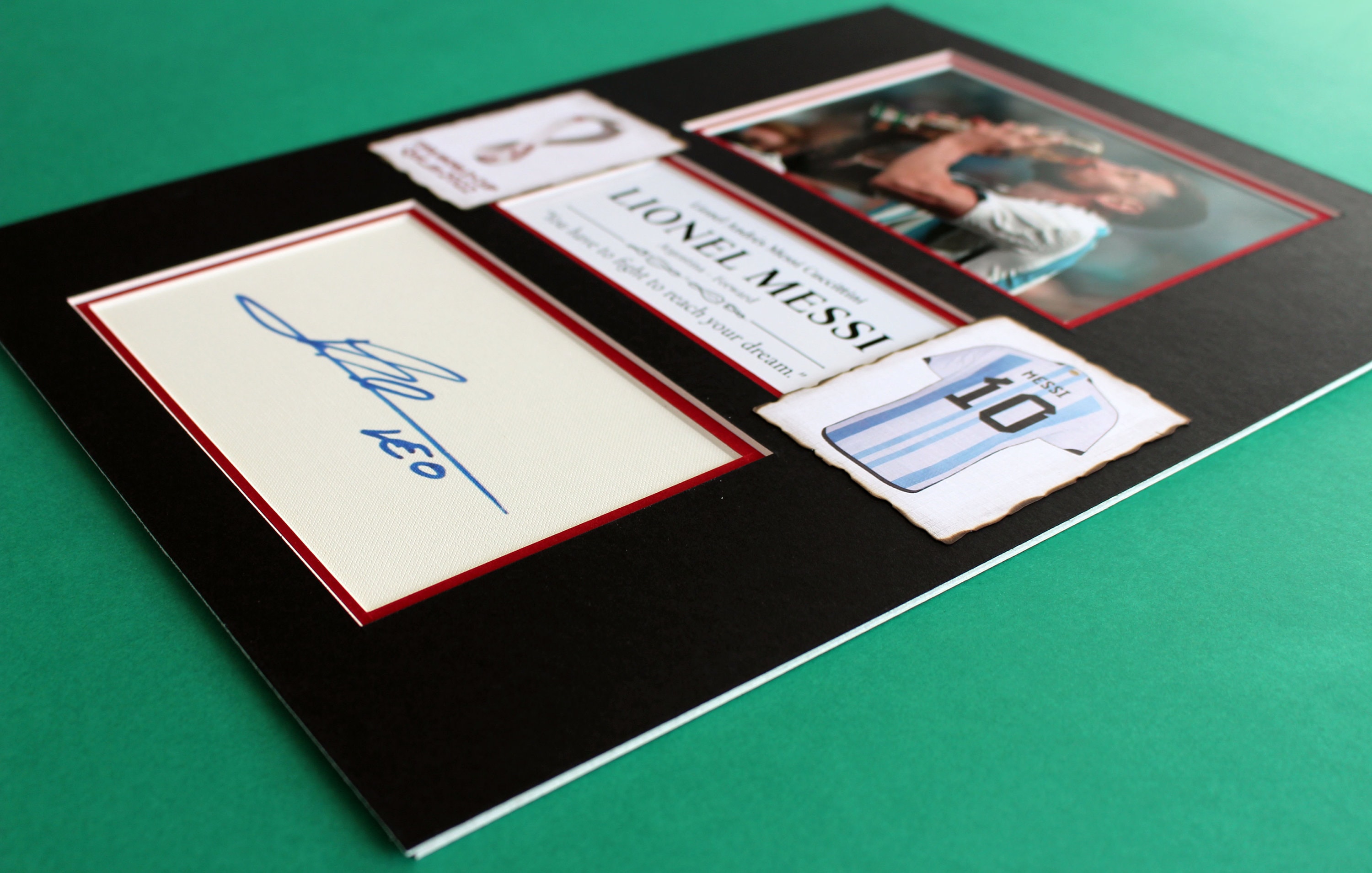 LIONEL MESSI AUTOGRAPH Artistic Double Mat Display Football Genius - Etsy