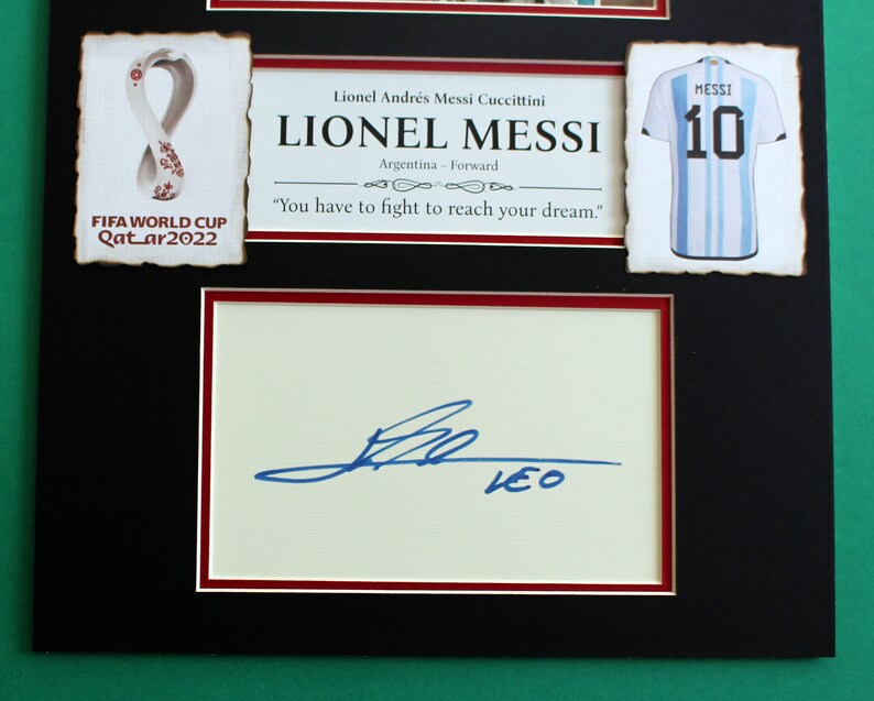 LIONEL MESSI AUTOGRAPH Artistic Double Mat Display Football Genius - Etsy