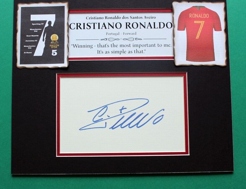 CRISTIANO RONALDO AUTOGRAPH Artistic Double Mat Display Football Game ...